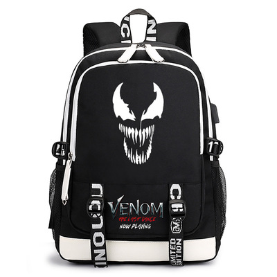 美客多动漫毒液venom印花双肩背包户外休闲可爱书包