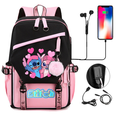 跨境代发 史迪仔 Stitch高颜值校园风书包大中学生双肩背包0516