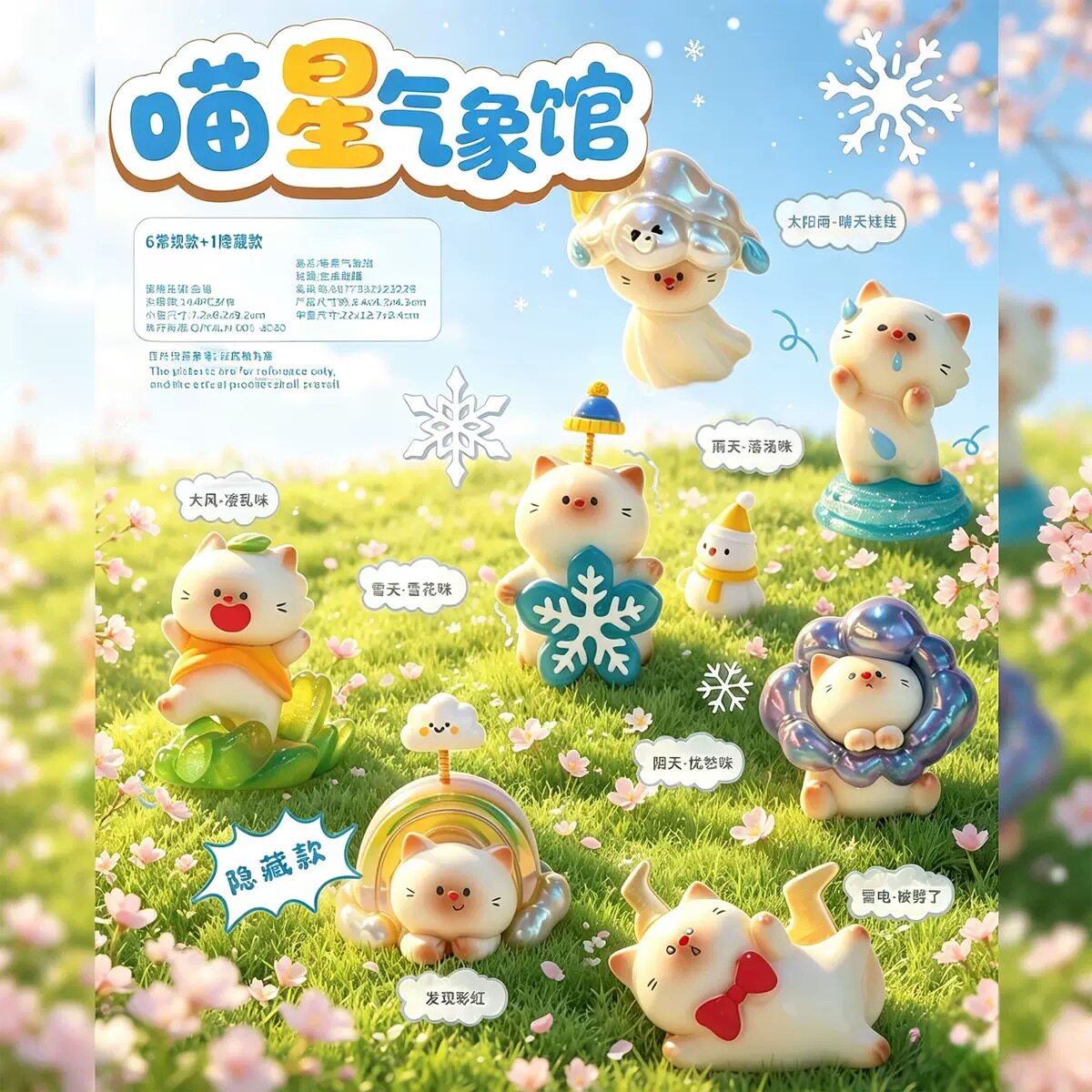 喵星气象馆盲盒潮玩创意卡通猫咪手办解压治愈礼物玩具隐藏1:24