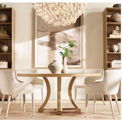 美国Rh家具美式现代自然风圆餐桌