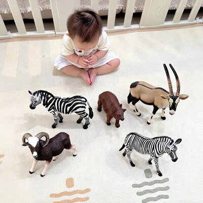 小动物模型班马班马山羊牛套装