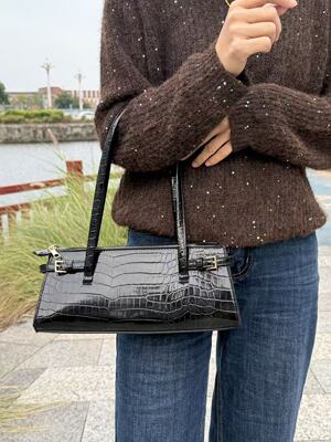 外贸尾货出口时尚女包！百搭鳄鱼纹高级感手提包单肩包腋下法棍包