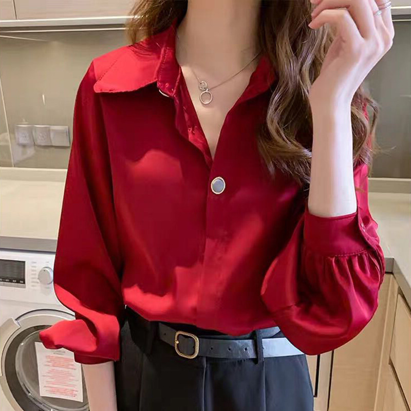 清仓捡漏品牌折扣店专柜女装雪纺衬衫女长袖法式复古叠穿打底上衣_虎窝淘