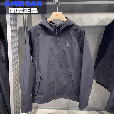 可隆KOLON SPORT男款黑色防泼水防风通勤透湿软壳夹克LHJK5MNT05