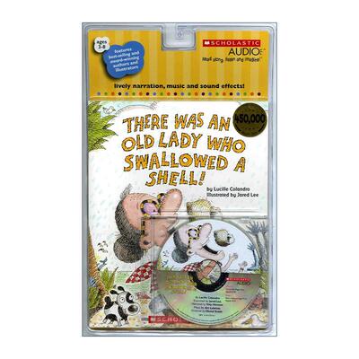 英文原版 There Was an Old Lady Who Swallowed a Shell 有个老婆婆吞下了一个贝壳 绘本含光盘 英文版 进口英语原版书籍