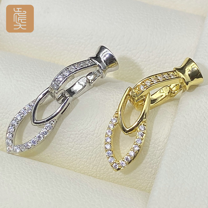 珍珠项链扣子18k包金手链搭扣韩版新品14k注金连接扣diy配件接头_虎窝淘