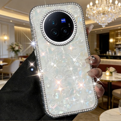 高级镶钻七彩贝壳适用vivoXFold3Pro手机壳小众XFold3防摔XFlip保护套XFold/2026年 X Fold＋硅胶XFold2女款