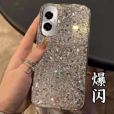 镀银直边爆闪适用荣耀300手机壳2025年华为P60Art防摔nova9全包4pro新年p60女款90GT新款300ultra外壳p30
