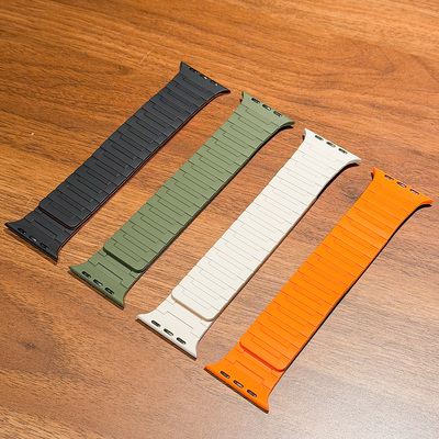 适用Applewatch硅胶磁吸表带