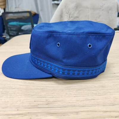 新款消蓝色备勤帽带绳户外作训遮阳平顶鸭舌帽训练帽备勤便帽