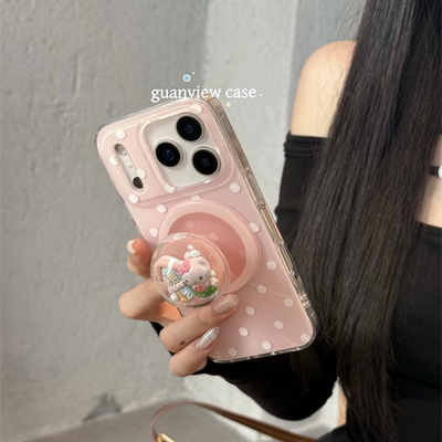 适用三星s26s25s24s23s22s21U手机壳note10+波点s20fe立体半球磁吸支架s8s9网红超火s10时尚A53a72A55a42A71