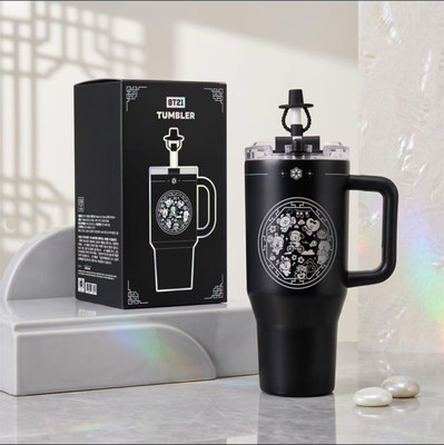 韩国代LINE FRIENDS BT21全息镭射保温杯900ml 经典韩服吸管水杯