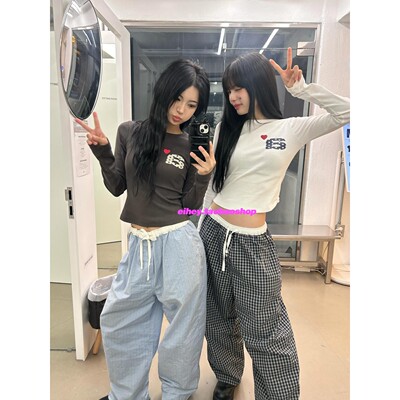 eihey诶嘿秋季美式辣妹字母爱心印花正肩短款修身显瘦短袖T恤女