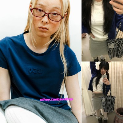 eihey诶嘿夏季数字标志显瘦百搭基础款纯色圆领休闲短袖T恤上衣女