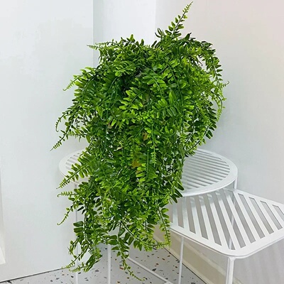 Artificial Hanging Plants 32 Inch Fake Boston Ferns Plastic