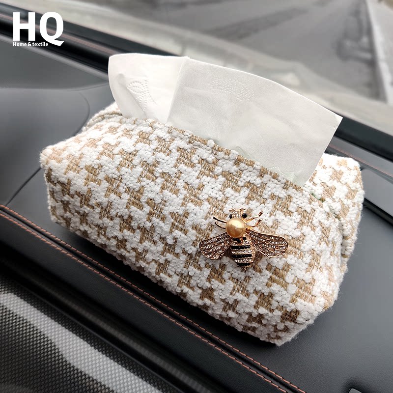 HQhome丨车用磁吸中控台纸巾盒法式轻奢侘寂皮质自动吸顶挂式高级