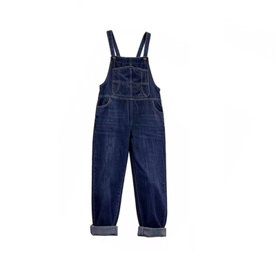 【甜甜专享】深蓝色减龄牛仔背带裤女3092