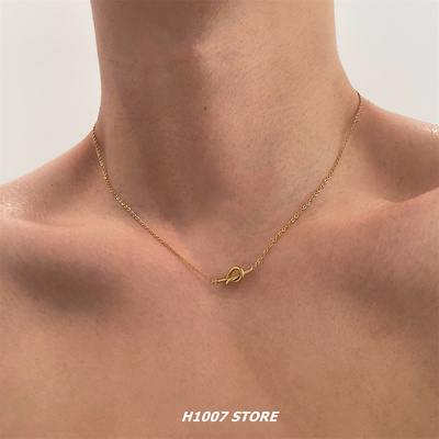 趣味打结细链钛钢男款锁骨链不掉色项链女生锁骨链高级设计毛衣链
