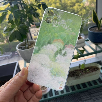 Mikiko Noji 野地美樹子 春天樱花树山坡 小清新风景插画艺术生手机壳 E797适用苹果iphone17PROMAX AIR