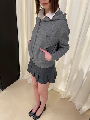 BabesoQ花灰色假两件卫衣短裙