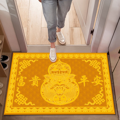 招财催运土黄色入户门地垫公司乔迁金色地毯耐脏朝西对门家用脚垫
