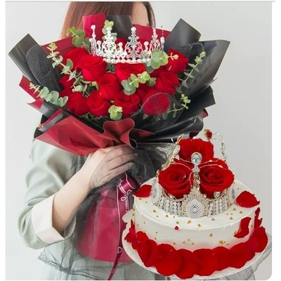 南京六合区龙袍镇程桥商圈玉桥市场玫瑰花生日蛋糕鲜花店女神节