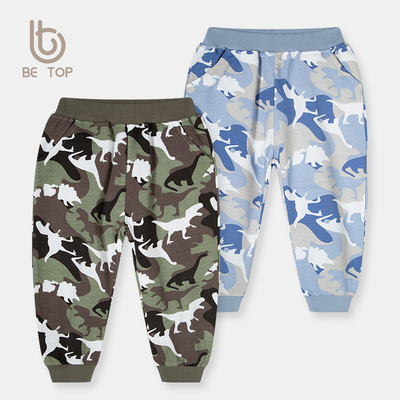 betop童装迷彩纯棉束脚运动裤潮