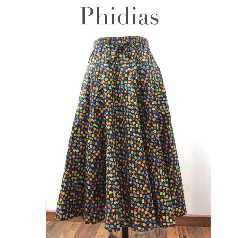 Phidias高腰半身裙秋季显气质时尚印花淑女气质中长款裙子