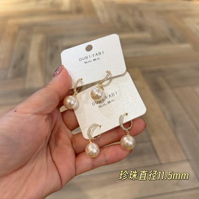 欧比雅比新款时尚高级感气质精致甜美个性复古耳环耳圈珍珠10467