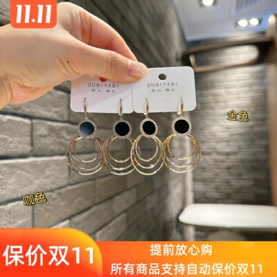 欧比雅比圈圈耳环女轻奢小众设计感高级感气质百搭耳圈耳饰40350