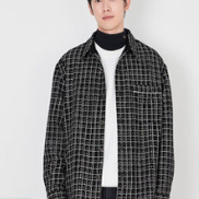 商场款秋季男士雅致小香风提花微阔翻领外套90310/H4