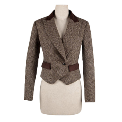 西服毛呢拼接收腰显瘦质感外套