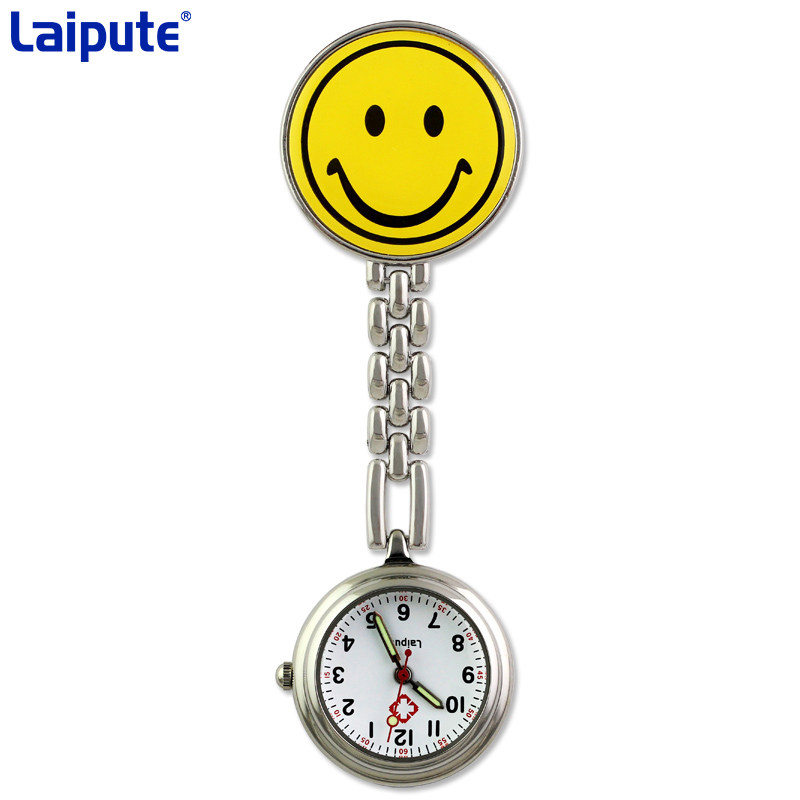 laipute高品质笑脸护士表夜光医用夹子挂表学生考试可爱女款怀表