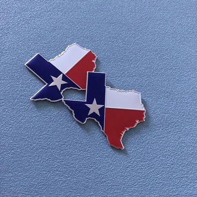 适用美国德州洲旗Texas金属贴标 德州地图贴德克萨斯州徽章铝标贴