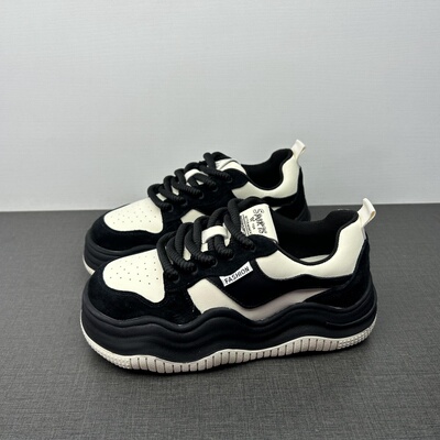 35 36 38撤柜处理真皮女鞋新款百搭舒适波浪底气质休闲低帮老爹鞋