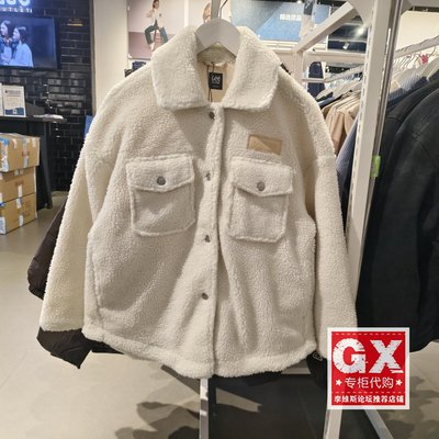 专柜Lee女款白色羊羔毛保暖宽松外套LWT003958100624-A00698