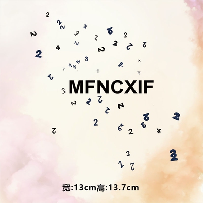 潮牌MFNCXIF乱码数字2图案烫画贴时尚印花衣服热转印白墨贴纸