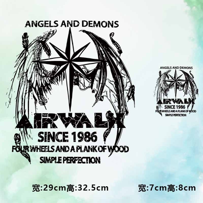 烫画图案新款时尚airwalk四角形十字架翅膀烫画贴印花衣服热转印