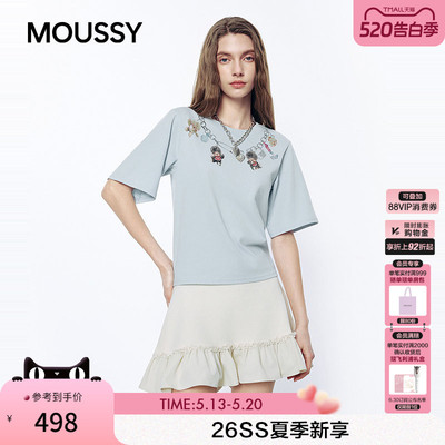 MOUSSY&Monchhichi合作款 2026夏季新品项链印花T恤028JSZ01-1002