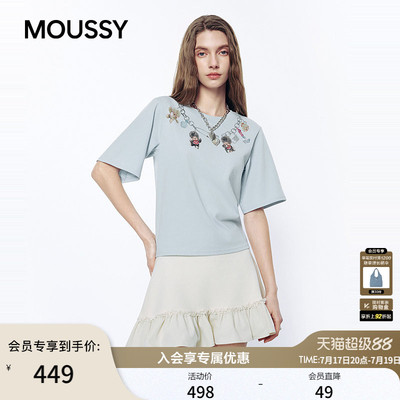 MOUSSY&Monchhichi合作款 2026夏季新品项链印花T恤028JSZ01-1002