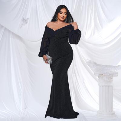 Plus Size Sequin Dress Evening Dress 4XL大码婚礼裙生日礼服
