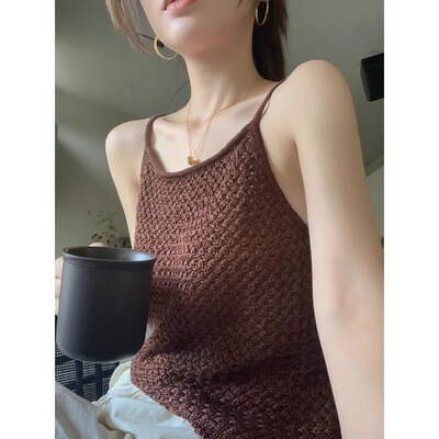 盛夏soul吊带上衣外穿 烧花带子纱|绞花肌理感度假风辣妹背心打底