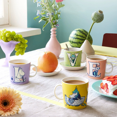 芬兰arabia姆明字母陶瓷马克杯水杯早餐杯400ml可爱卡通礼物送礼