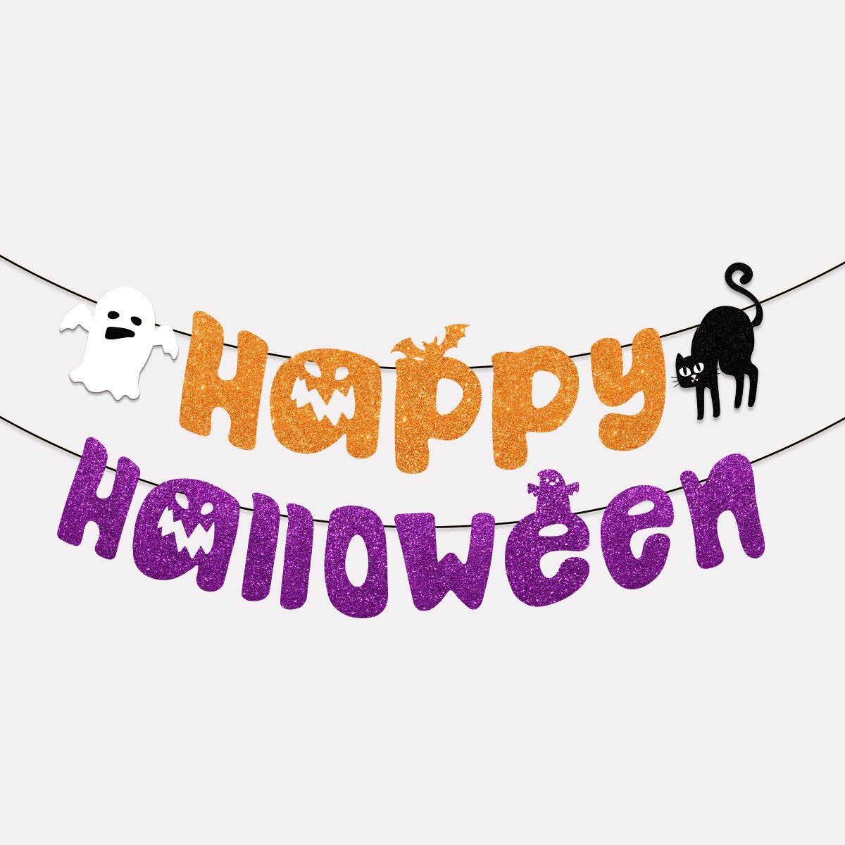 HAPPY HALLOWEEN 万圣节派对拉旗闪闪纸质拉花 BY