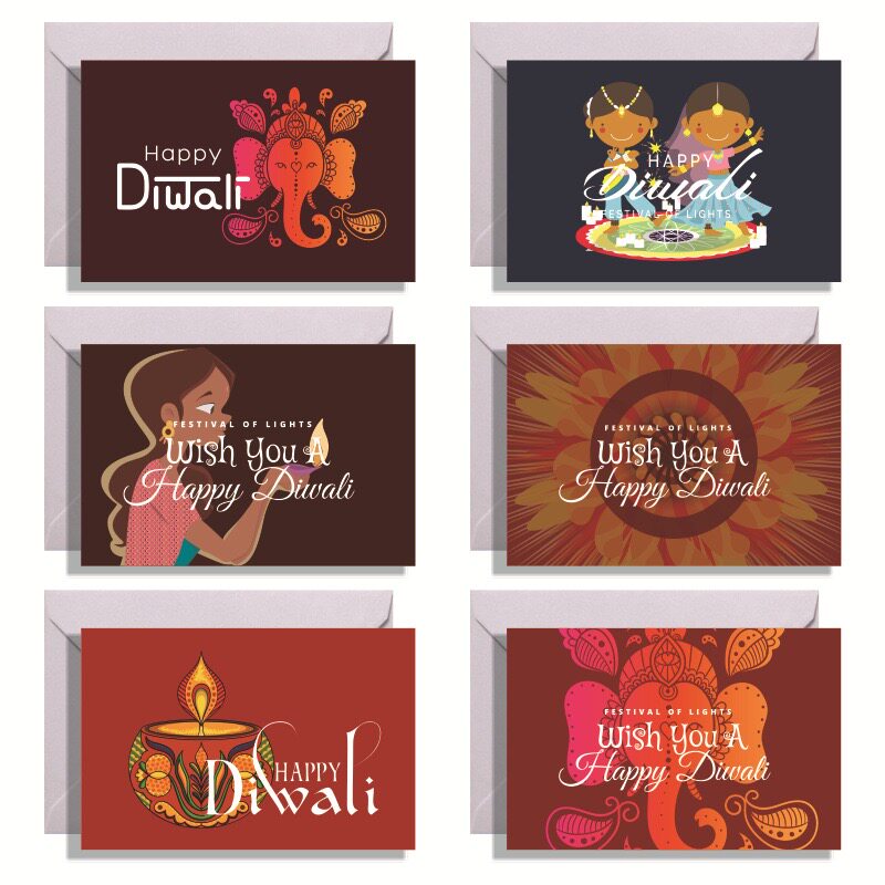 Diwali印度排灯节小卡片小贺卡+信封+贴纸 DX511