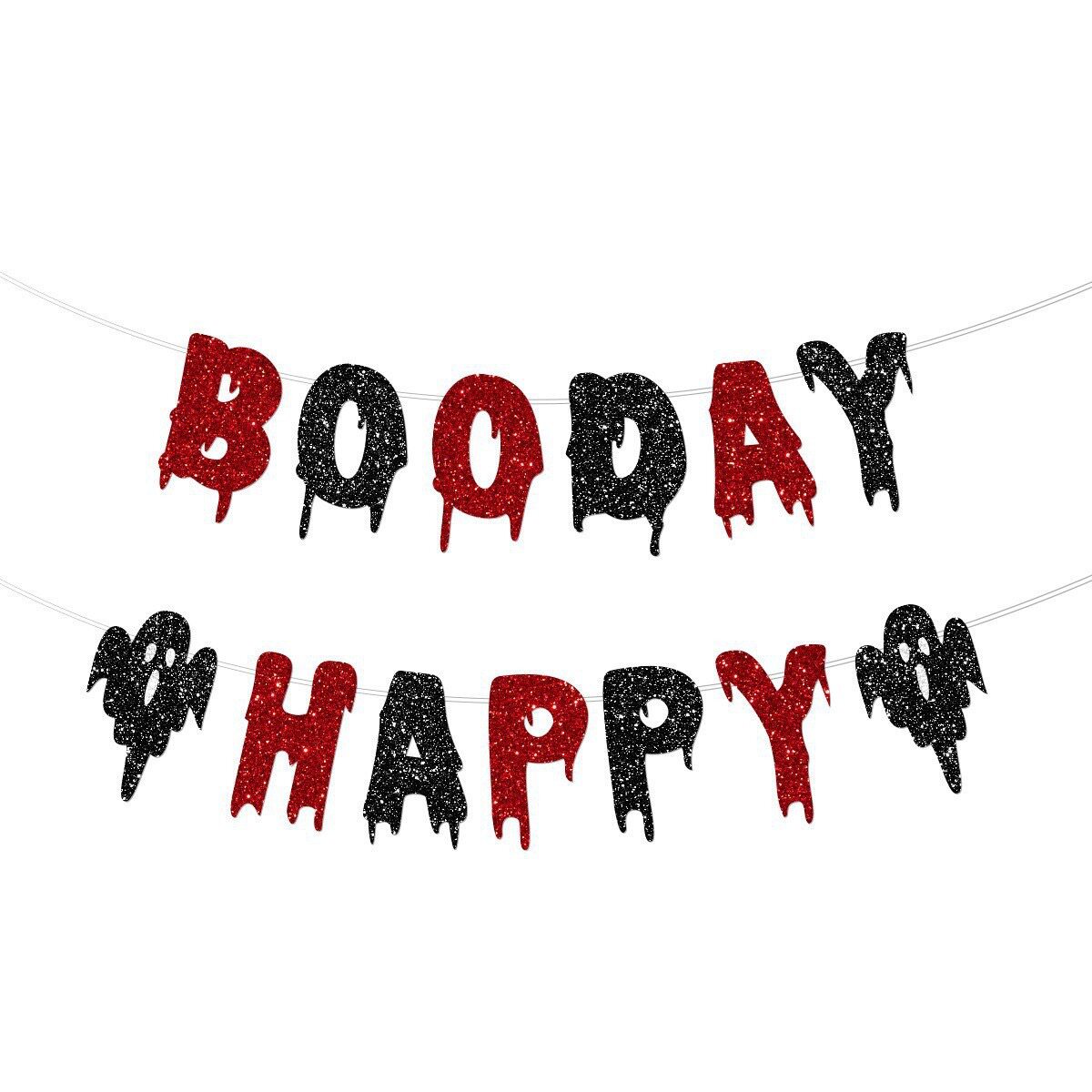HAPPY BOODAY 万圣节派对拉旗闪闪纸质拉花 MF