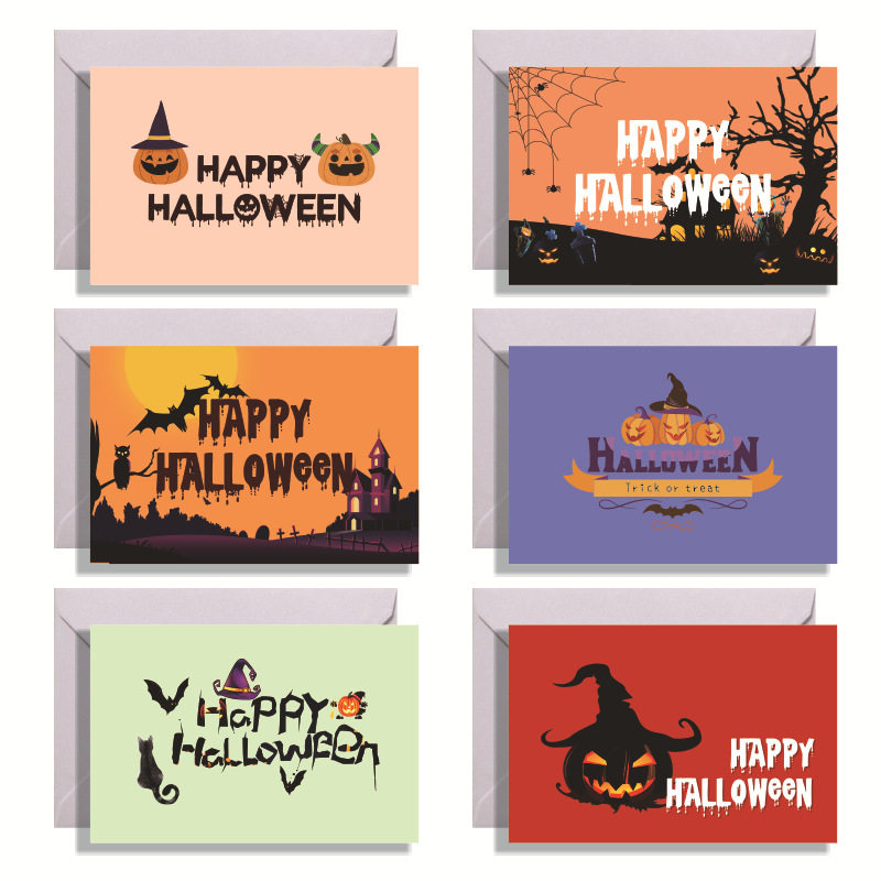 HAPPY HALLOWEEN卡通万圣节小卡片小贺卡+信封+贴纸 DX1148