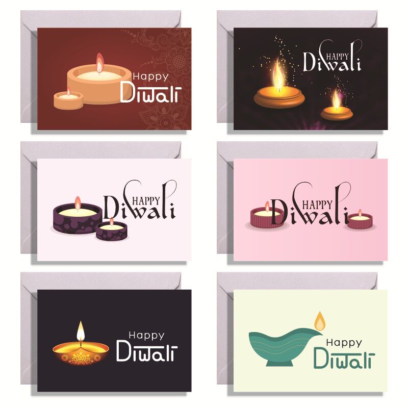 Diwali印度排灯节小卡片小贺卡+信封+贴纸 DX510