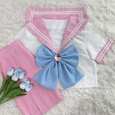 美少女短袖JK水色制服战士套装系列水手服新款日系学院潮三件套