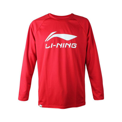 Lining/李宁正品羽毛球系列男子logo印花透气圆领长袖T恤ATLR071